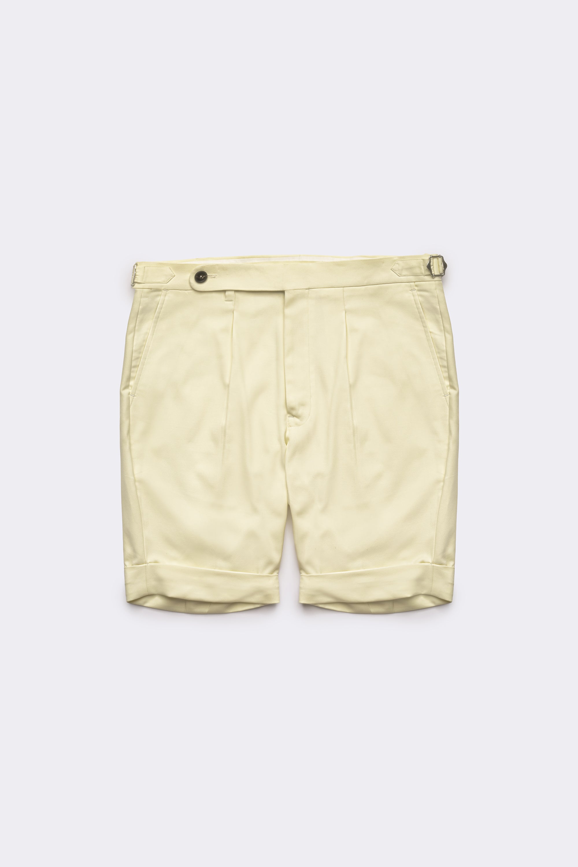 Ivory Cotton Pleated Short | Side Tabs