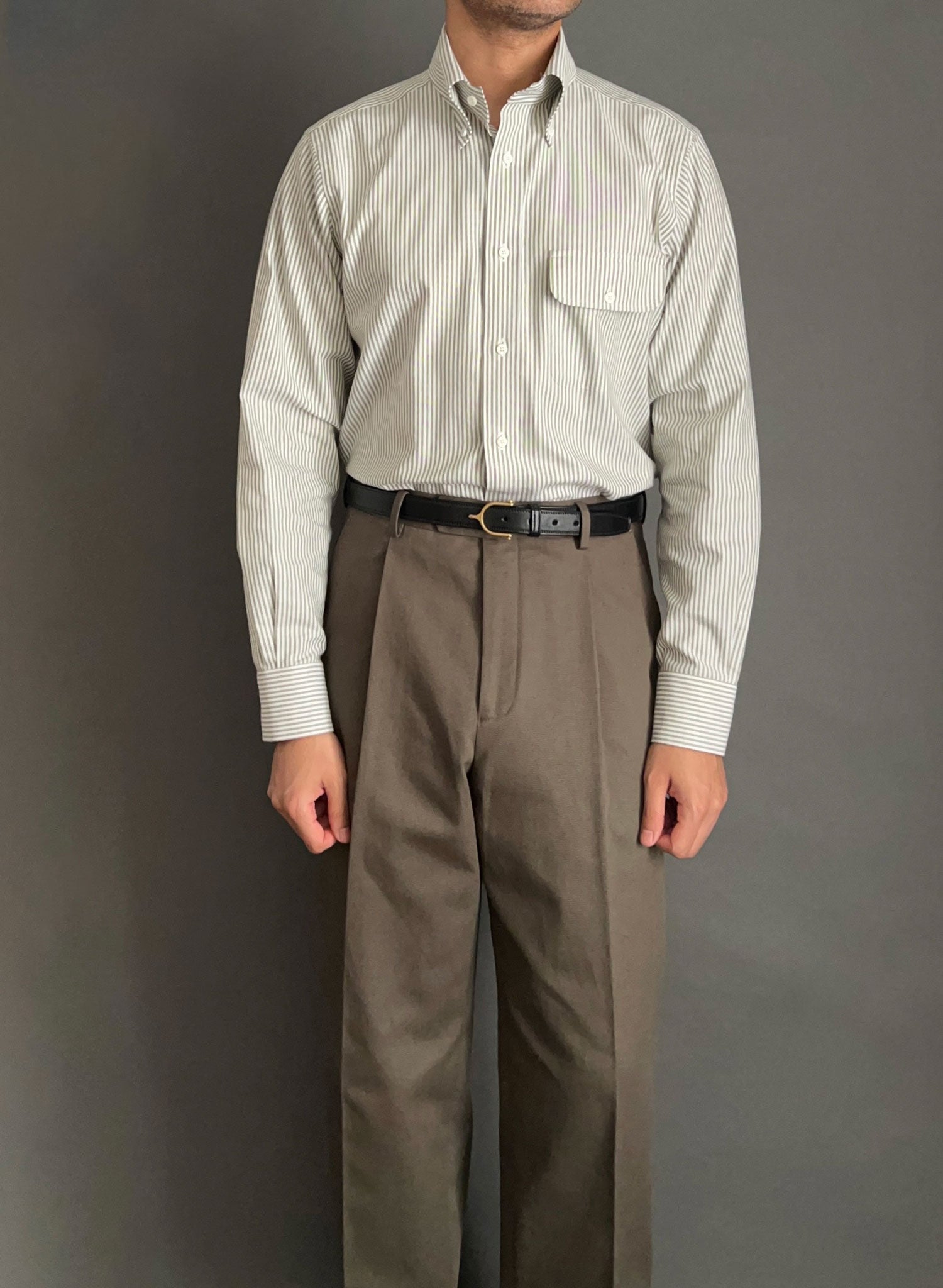 Olive University Stripe Oxford | Button Down